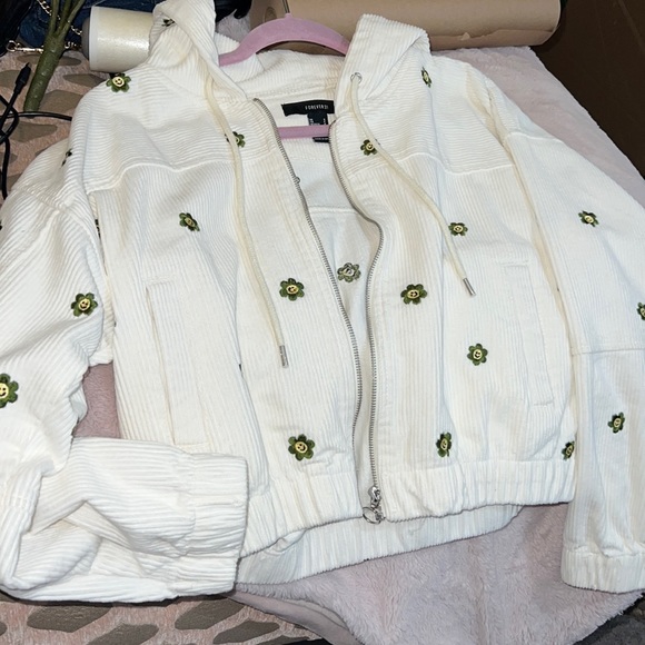Forever 21 | Jackets & Coats | Forever 2 White Suede Green Smiley ...